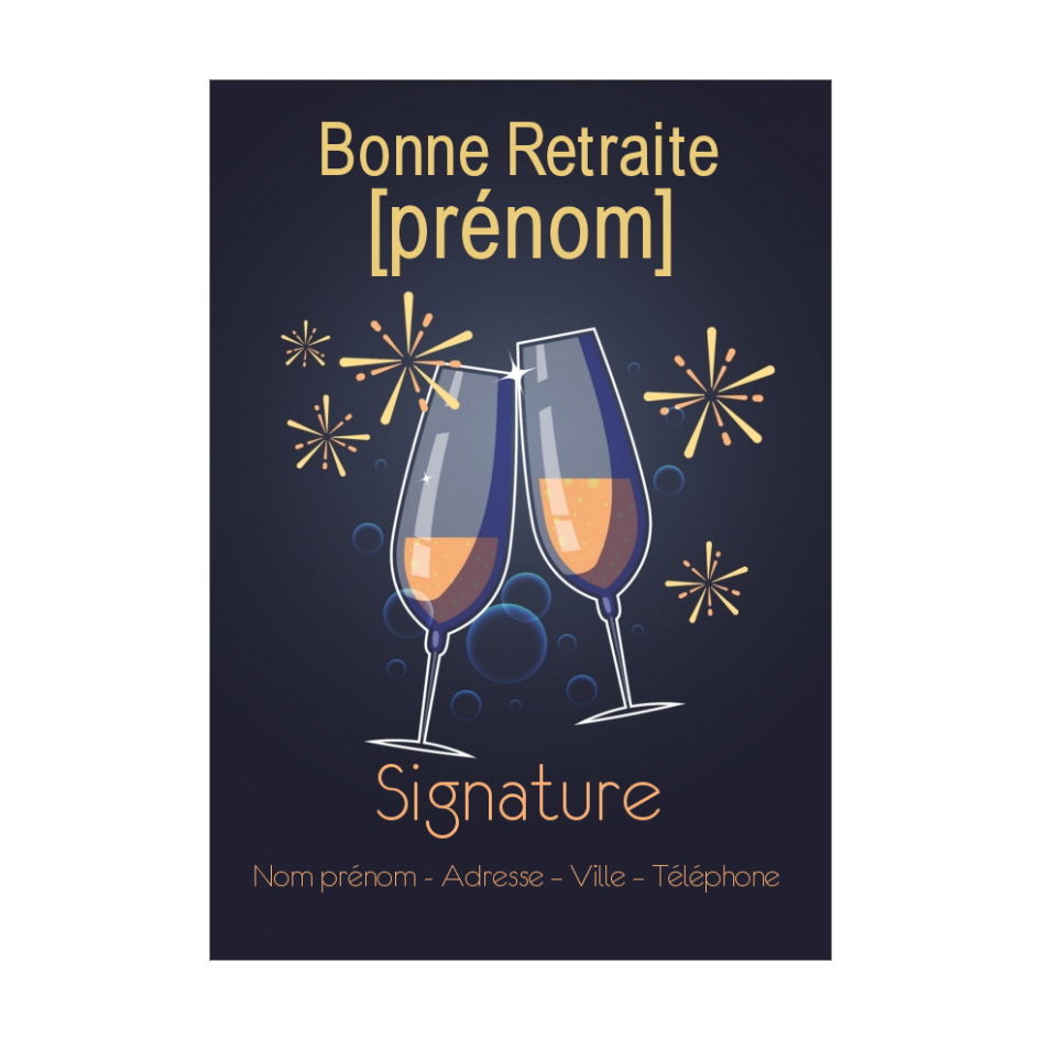 Carte Felicitation Voeux Retraite Champagne Bleu gratuit à imprimer ...