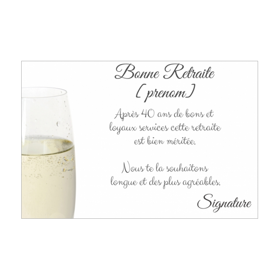 Carte Felicitation Voeux Retraite Champagne Blanc gratuit à imprimer ...