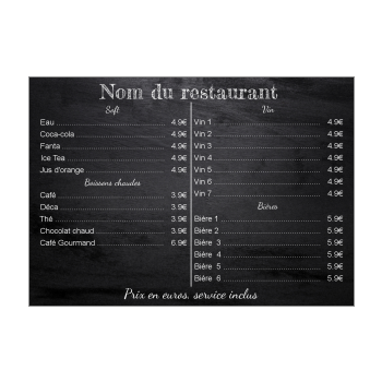 Carte des vins et boissons à imprimer gratuit