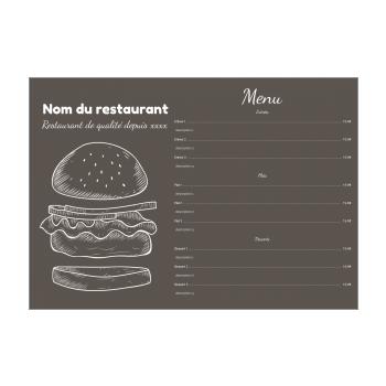 Menu de restaurant simple page gratuit à imprimer