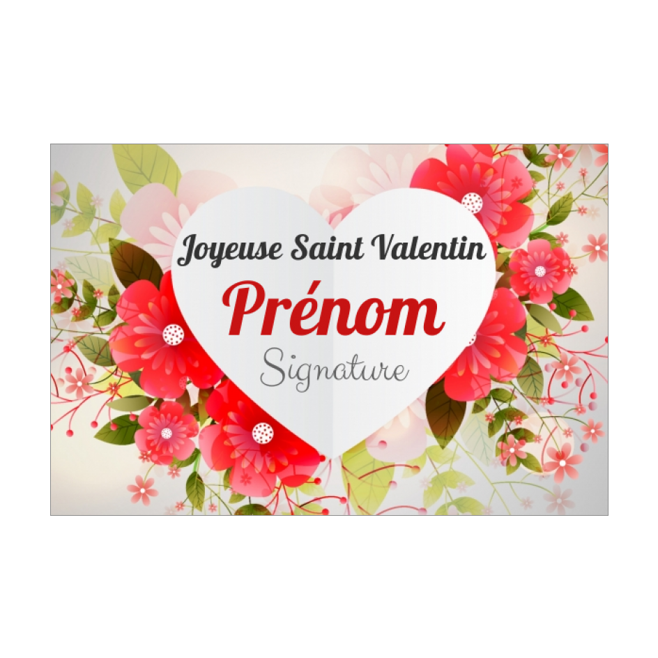 Carte Voeux Saint Valentin Coeur Fleur gratuit à imprimer (carte 3782)
