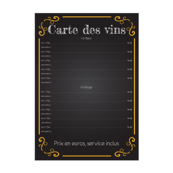 Carte des vins et boissons à imprimer gratuit