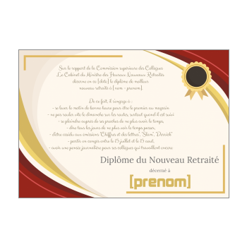 Diplôme humoristique pour nouveau retraité à imprimer gratuit