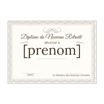 Diplome Retraite Humour Jaune à imprimer (carte 1115)