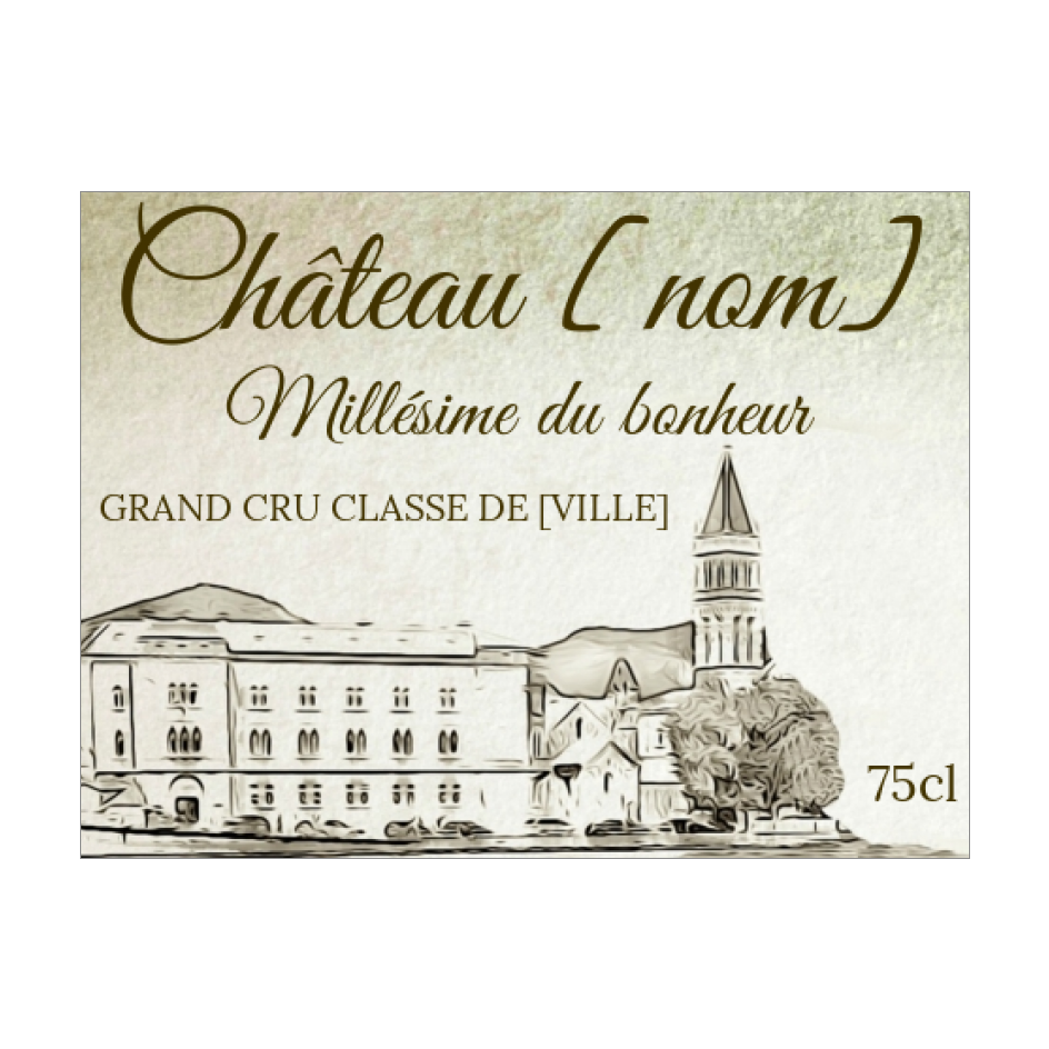 Etiquette Bouteille Mariage Vin Marron Chateau gratuit à imprimer ...