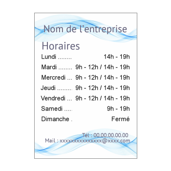 Affiche Commerce Restaurant Horaire Bleu Vague gratuit à imprimer ...