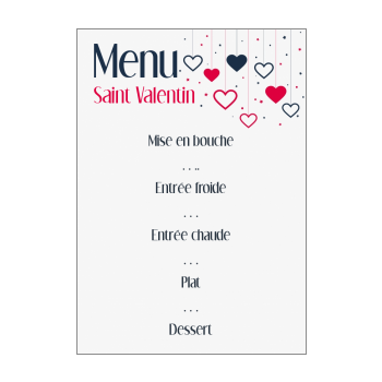 Menu de Saint Valentin à imprimer gratuit