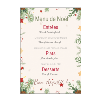Menu de Noël à imprimer gratuit