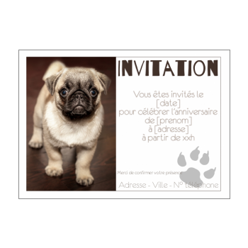 Carte Invitation Anniversaire Chien Blanc Animaux gratuit à imprimer ...