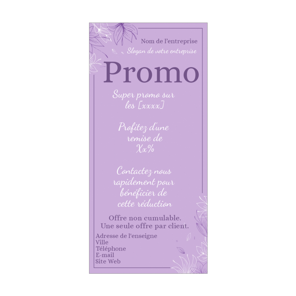 Affiche Flyer Spa Promotion Fleur Mauve gratuit à imprimer (carte 3373)