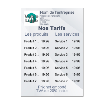 Affiche Liste Prix Gris avec photo à imprimer (carte 2966)